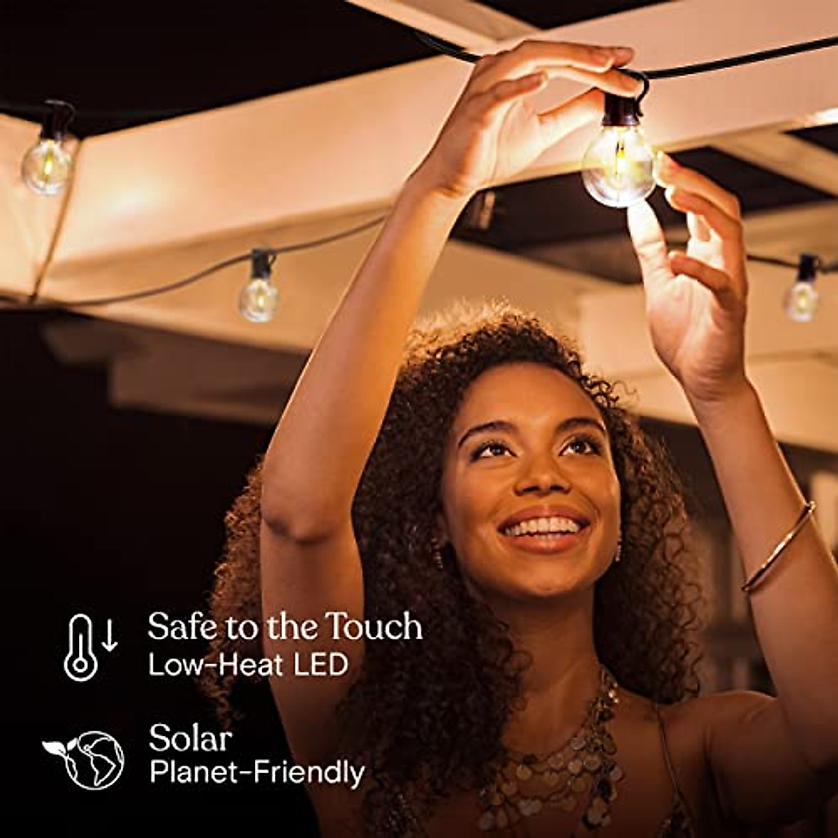 Brightech Ambience Pro Solar Powered LED Outdoor String Lights - 27 Ft Commercial Waterproof Patio Lights with Edison Bulbs - Durable String Lights for Outside, Backyard, Porch - 1W, Soft White