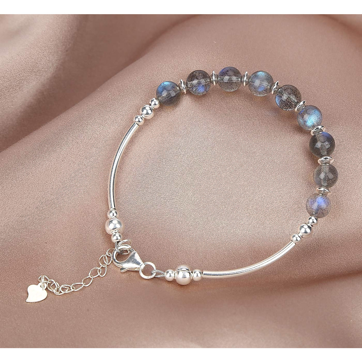 Jan&Dee Manual Original Labradorite Gray Moonstone Crystal Bracelet