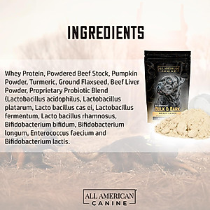 All American Canine Bulk & Bark Weight Gainer + Digestive Aid Formula Natural Health Supplement Food Topper for Working, Hunting & Sports Dogs, 60 Servings