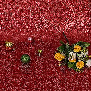 TRLYC 4Ft7Ft Photo Booth Backdrop Red Sparkly Wedding and Party Curtain