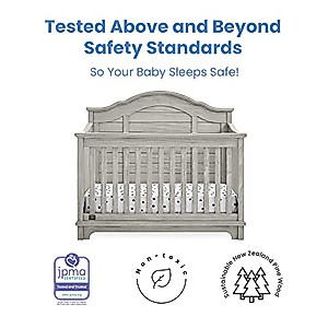 Delta Children Simmons Kids Asher 6-in-1 Convertible Crib with Toddler Rail, Rustic Mist