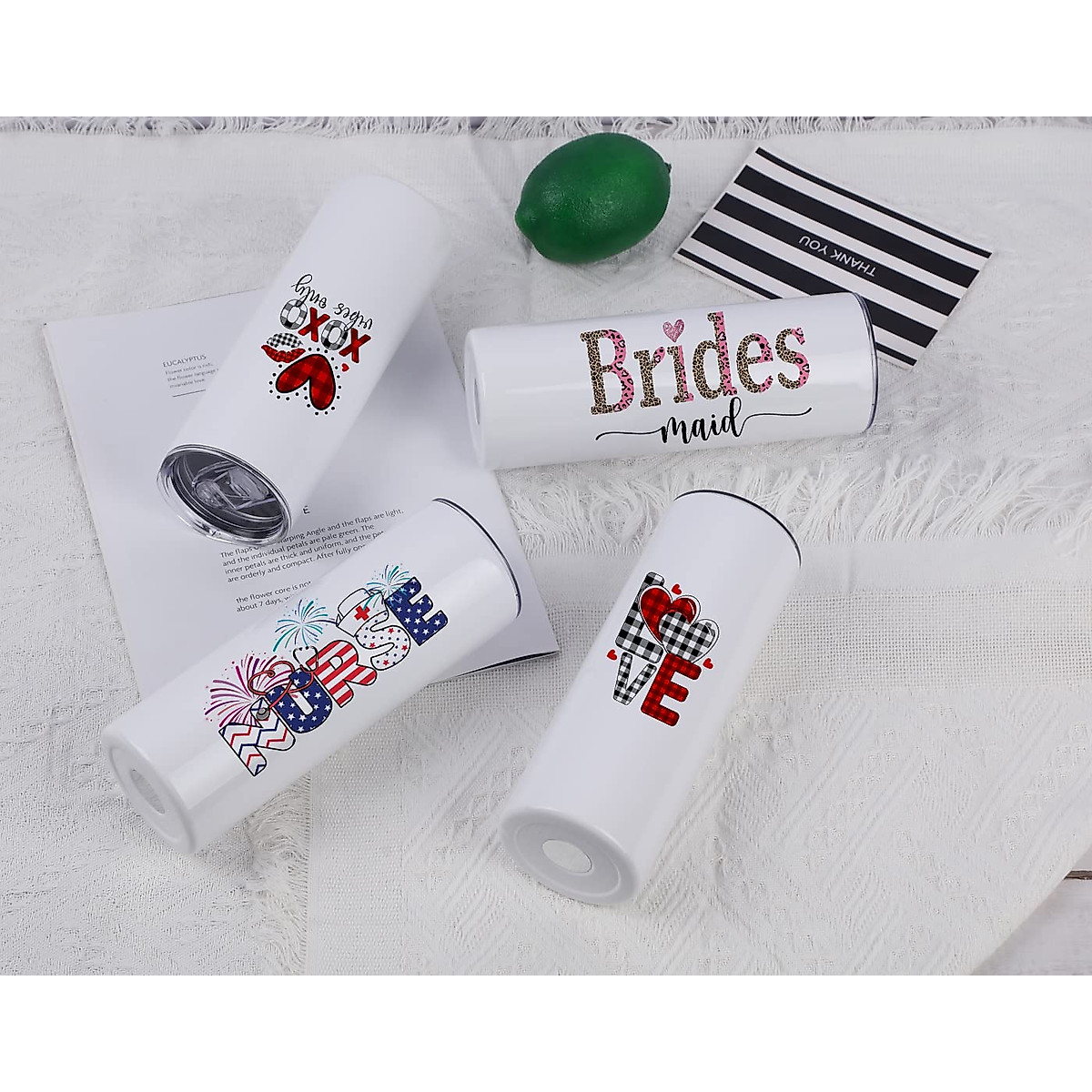 Wzaytia 24 Pack Sublimation Tumblers 20 Oz Skinny Straight, Stainless Steel Sublimation Tumblers Blank, Individually Gift Boxed, Insulated Tumbler Sublimation