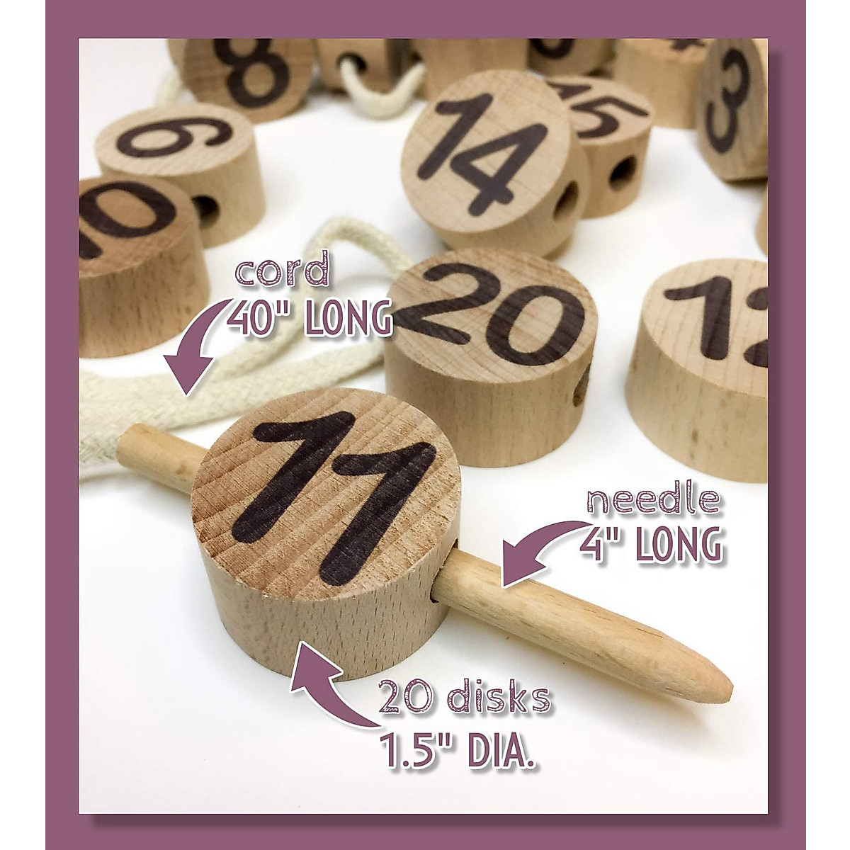 Montessori Toys for Toddlers Lacing Beads with Numbers - Developmental and Fine Motor Skills Toy