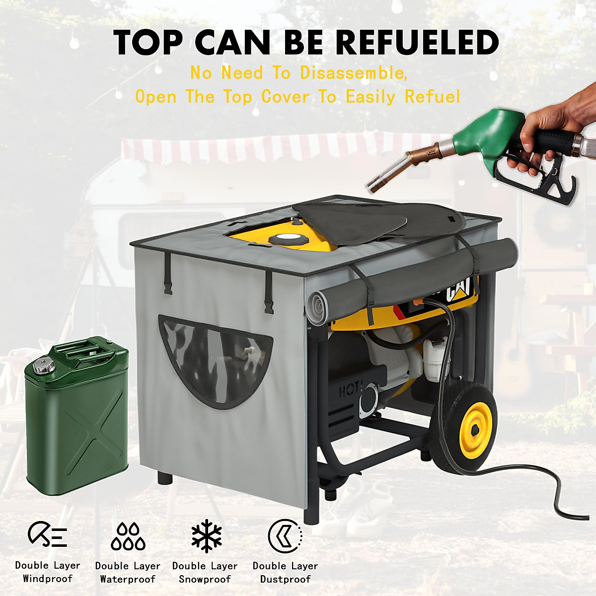 GEHENG Generator Covers, Generator Covers While Running, Top Can Be Opened for Refueling, 600D Silver Coated Oxford Waterproof Cloth+200D Flexible Fabric Inner Lining, Double Layer Material