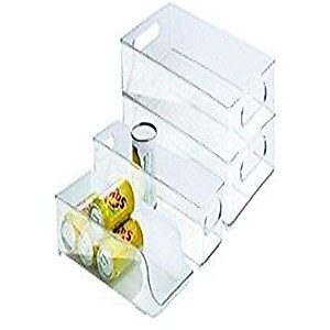 InterDesign Stackable Kitchen Storage Organizer Bins for Fridge, Freezer, Pantry and Cabinet Organization 4 Piece