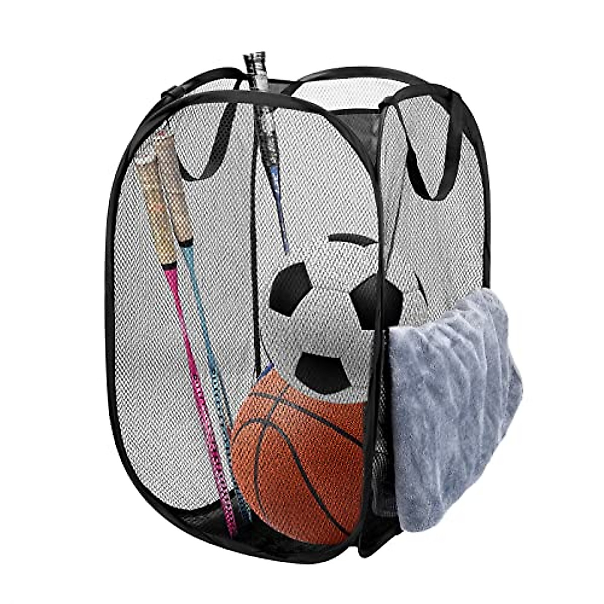 Simplized Popup Laundry Hamper Large Foldable | Pop-up Mesh Hamper Dirty Clothes Basket with Carry Handles (2 Pack-Large)