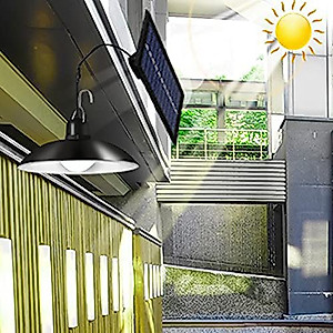 LAPUTA Outdoor Solar Light - Energy Saving ABS Waterproof Ceiling Lamp Remote Control 18 Hrs Lighting Single Double Head Solar Lamp for Home Garden Garage (Warm White Single-Head)