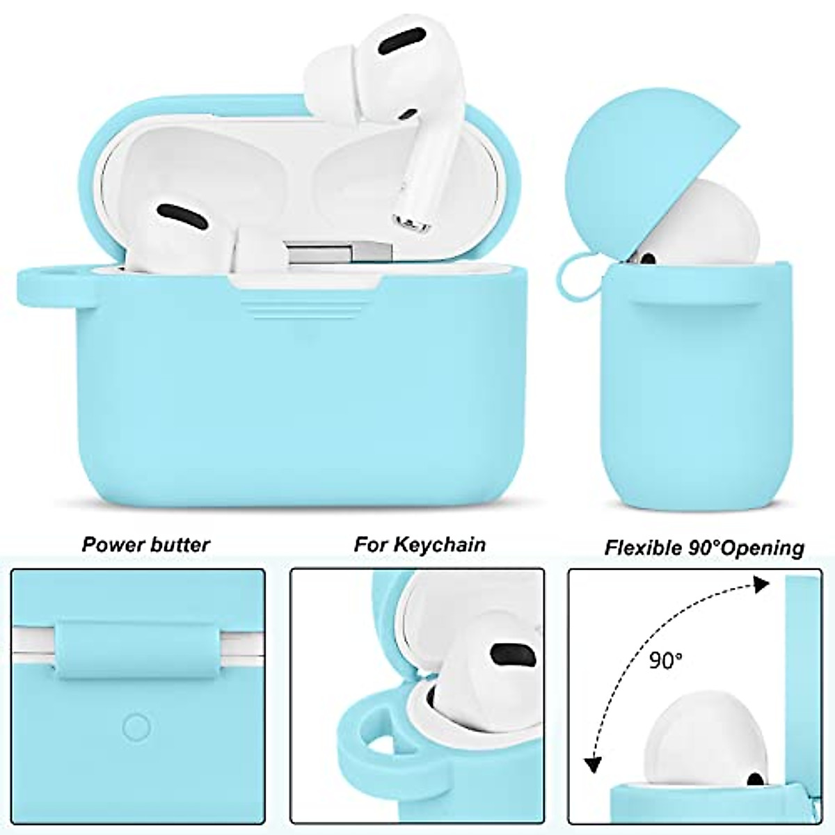 Case for Airpods Pro 2nd Generation - VISOOM Bling Airpods Pro 2 Cases Cover Women Silicone iPods Pro 2 Earbuds Wireless Charging Case Girl Glitter Keychain for Apple Airpod Gen Pro 2 Blue