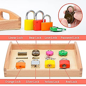 MIKNEKE Montessori Lock and Key Toys Set for Toddlers, Toy Keys Preschool Learning Activities, Wooden Montessori Materials Learning & Education Toys for 3+ Year Old Kids