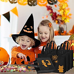 Jexine 100 Pcs Non Woven Bags Reusable Gift Bag with Handles Shopping Tote Bags Grocery Goodie Party Treat Bags Party Favors (Black)