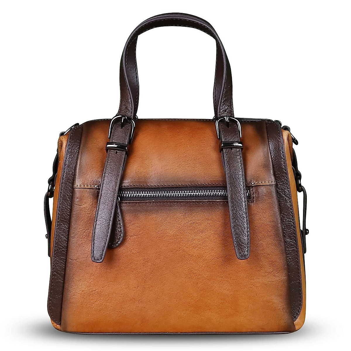 Genuine Leather Handbags for Women Top Handle Satchel Purses Ladies Vintage Crossbody Shoulder Bags Hobo Bag (Brown)