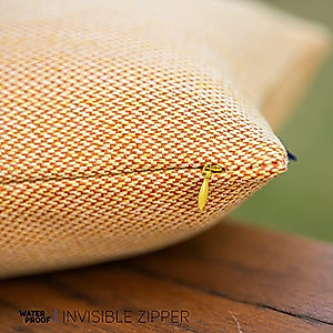 HPUK Outdoor Waterproof Throw Pillow Covers Pack of 2, 18x18 Inch Decorative Garden Cushion Covers for Patio Tent Balcony Bench Tent Couch Sofa, Solid Accent Pillow Covers, Yellow