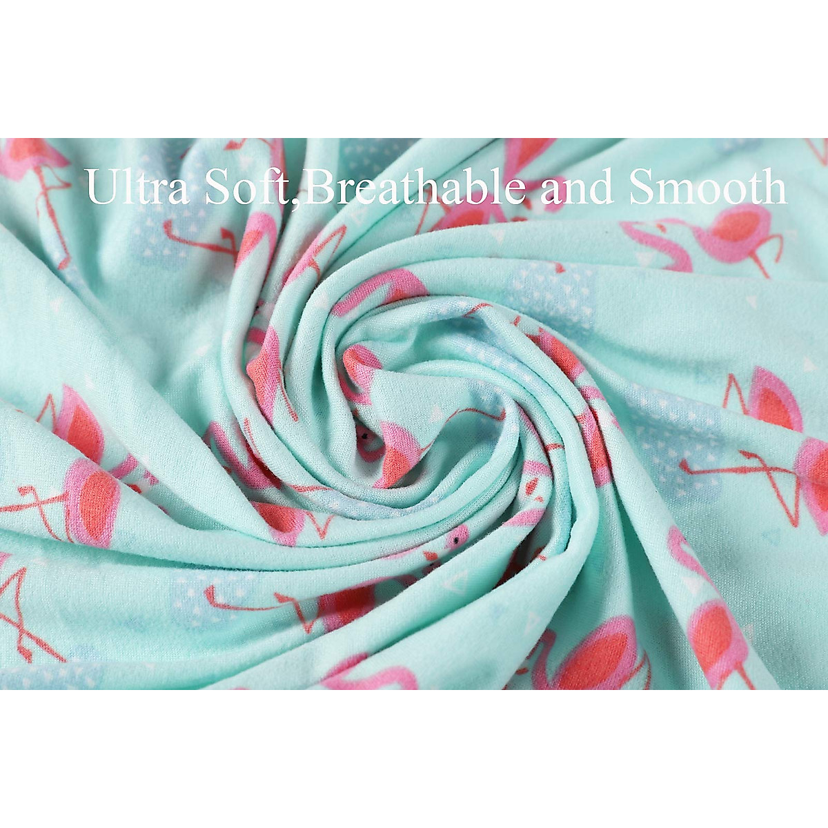 Tontukatu Pack n Play Stretchy Fitted Playard Sheet Set 2 Pack Jersey Knit Ultra Soft for Baby Girl Portable Mini Crib Sheets,Convertible Playard Mattress Cover,Flamingo Elephant Horse Lt Green Pink