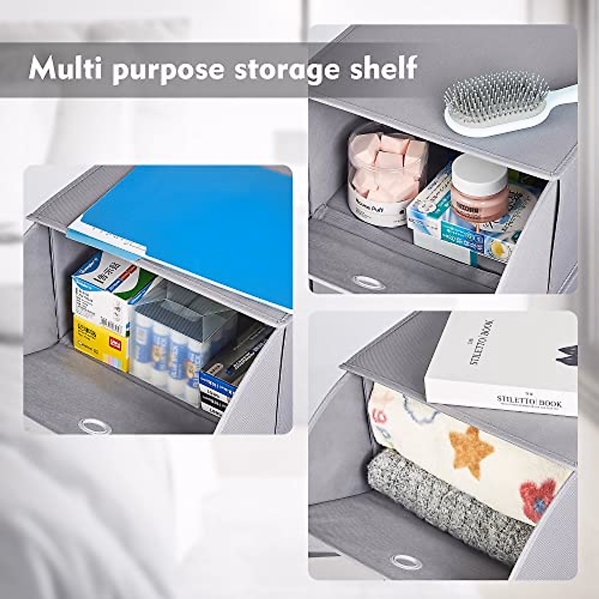 JOMOLA 3 Drawer Rolling Storage Cart with Wheel Mobile File Cabinet Under Desk Fabric Utility Drawer Cart with Lockable Casters Filing Cube Bin Organizer for Office Supplies Bedroom Living Room Gray