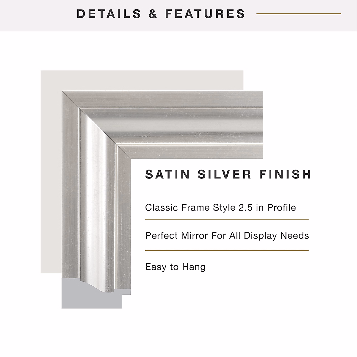 MCS Large Wall Mirror, Modern Rectangle Mirror Home Decor for Living Room, Bedroom, or Bathroom, 26.5 by 32.5 Inch, Brushed Silver