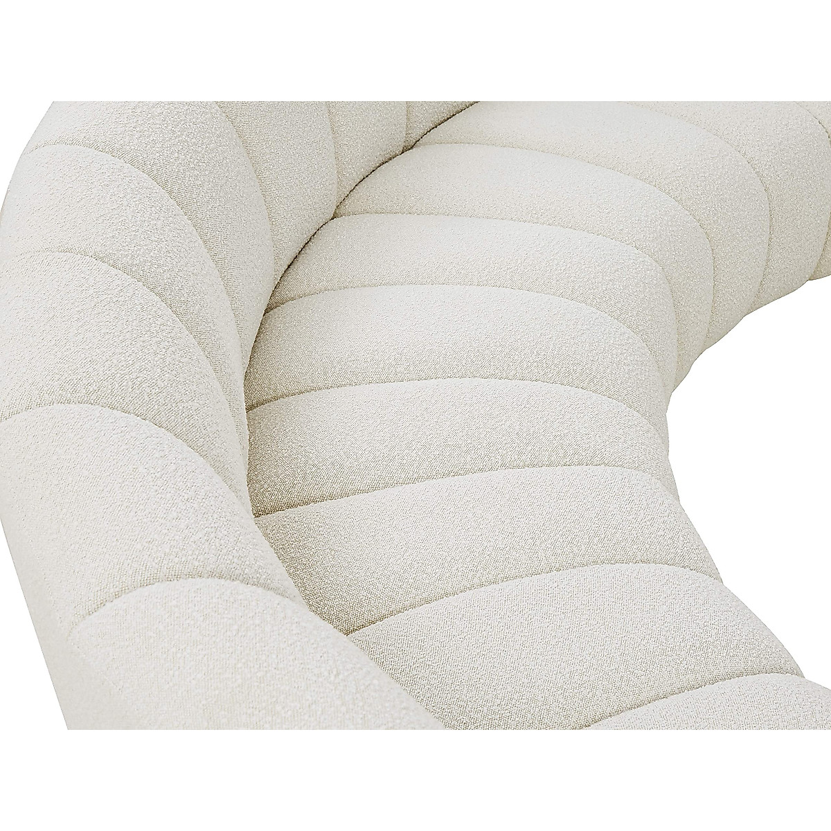 Meridian Furniture 643Cream-4PC Infinity Collection Modern | Contemporary Upholstered 4pc Modular Sectional with Luxurious Deep Channel Tufting, Cream, 148" W x 59" D x 32.5" H