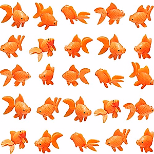 Sumind Artificial Aquarium Fishes Plastic Fish Realistic Artificial Moving Floating Orange Goldfish Fake Fish Ornament Decorations for Aquarium Fish Tank (30 Pieces)