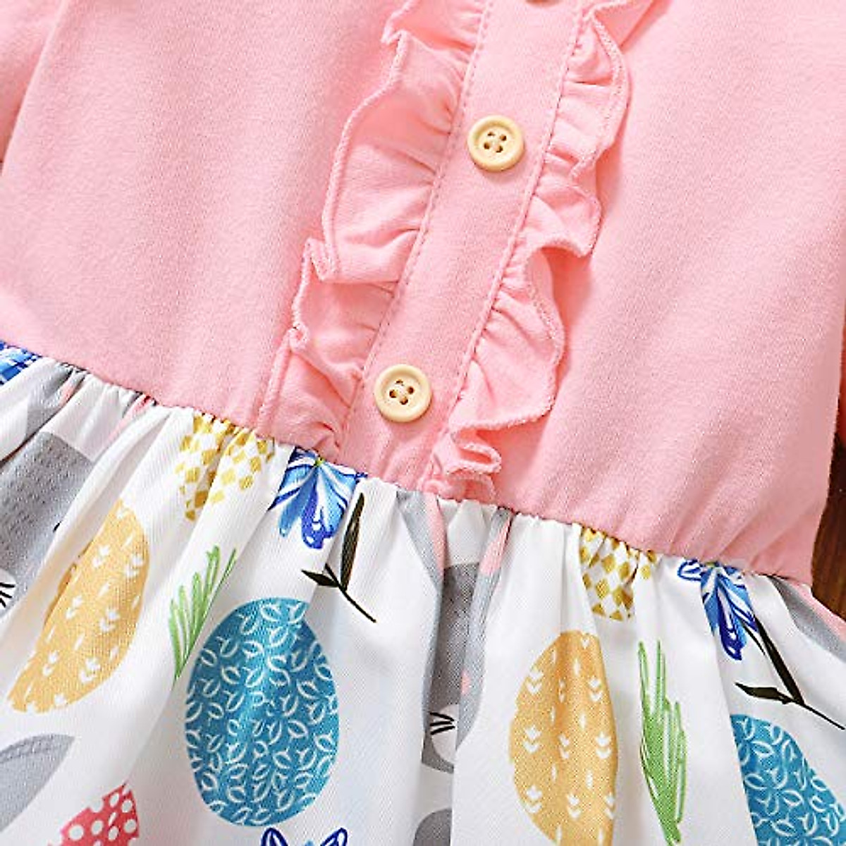 Goodplayer Toddler Baby Girl Easter Outfits Ruffle Long Sleeve Top Bunny Egg Print Skirt One-Piece Girl Dress Clothes (Pink, 3-4 Years)