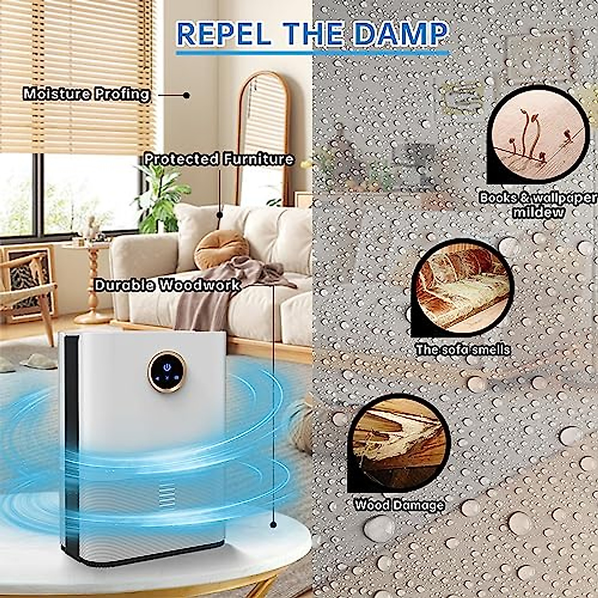 PTHRAOUTA dehumidifier for basement bathroom RV home closet indoor indoor 33.8 oz water tank（800 sq.ft） small dehumidifiers safe mini drainage auto-off odor removal 2 duak-core portable dehumidifier 5 colorful lights remove moisture quite silent car deh