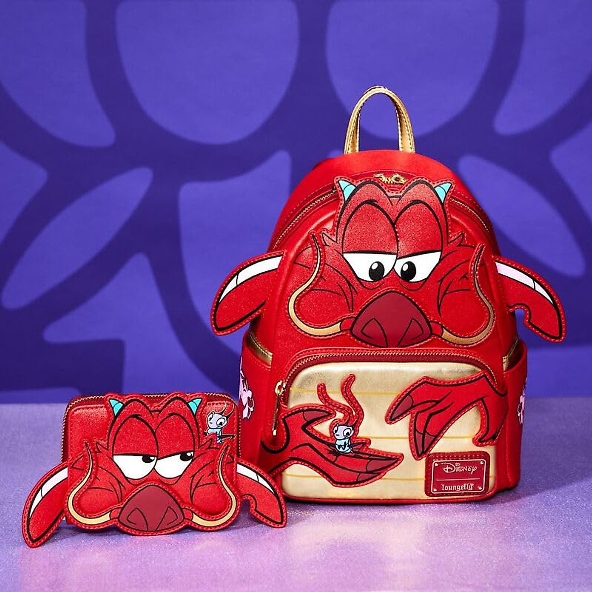 Loungefly Disney Mulan 25th Anniversary Mushu Glitter Cosplay Mini Backpack