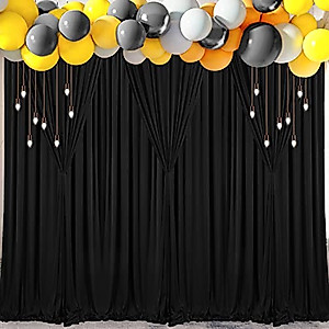 6 Panels Black Backdrop Curtain for Parties Wrinkle Free Black Photo Curtains Backdrop Drapes Fabric Decoration for Birthday Party Wedding 30ft(W) x 10ft(H)