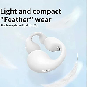 BNGXR Wireless Ear Clip Bone Conduction Headphones, 2023 New Open Ear Headphones Wireless Bluetooth, Bone Conduction Headphones Bluetooth Earphones for Running, Sports, Cycling, Driving (White)