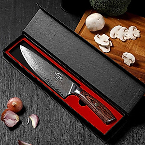 KEILLEE Premium 8-Inch Damascus Steel Chef Knife with Anti-Stick VG10 Blade and Ergonomic Handle