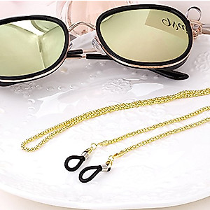 Whaline 3 Pieces Eyeglasses Chain Sunglass Neck Strap Holder with 6 Pcs Adjustable Rubber Ends Connectors (Silver Golden Black)