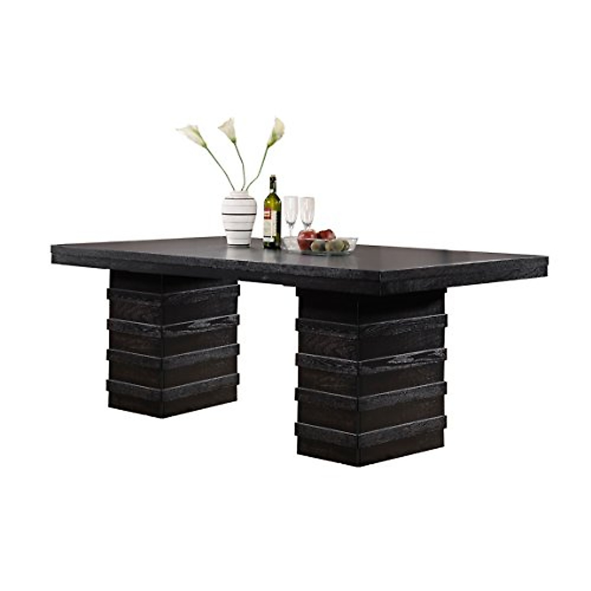 KB Designs - Rectangle Pedestal Wood Dining Room Table, 71 Inch, Cappuccino