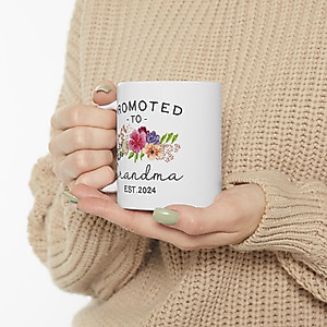 Dokazu Promoted to Grandma 2024 Mug First Time 2024 Grandma New Grandma Gifts Coffee Mug for Grandma Announcement Gift for New Grandma White 11oz