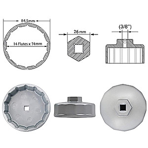 Ibetter Heavy Duty 74mm 14 Flutes Oil Filter Wrench For Volkswagen, Mercedes Benz, VW, Audi, Porsche, Mazda, Sprinter, Select Mobil1, Bosch and Mahle
