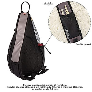 Nicole Lee Front Zip Sling Daypack Backpack, Casual Travel School Crossbody Bag, Earphone Port, Bottle Holder (Success in New York)