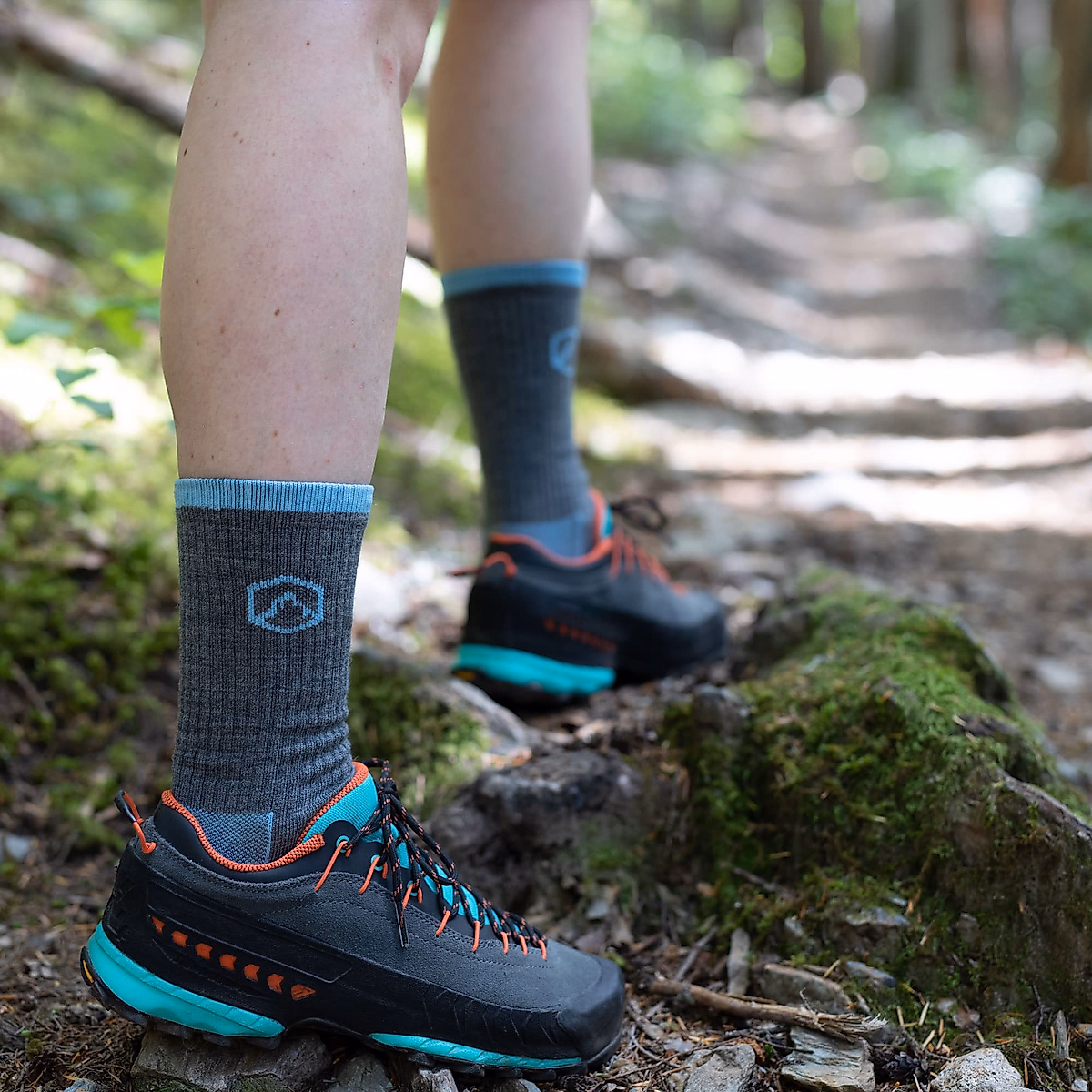 CloudLine Hiking Socks - Light Cushion Merino Wool, Seamless, Moisture Wicking, & Breathable - Large Evergreen