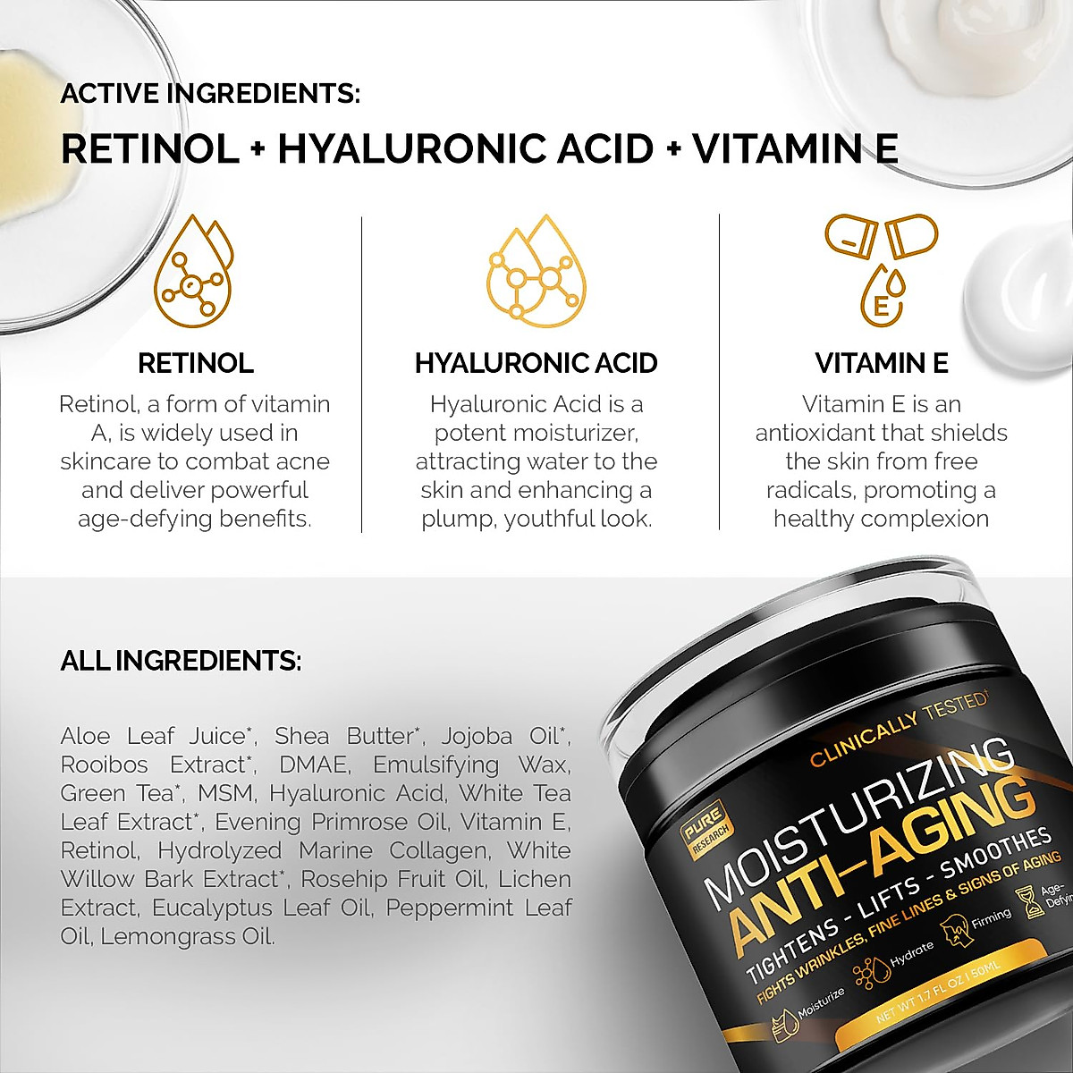 Men's Face Cream Moisturizer - Anti-Aging Cream For Men, Collagen, Retinol & Hyaluronic Acid - Day & Night - Facial Skin Care- Anti Wrinkle 1.7 oz