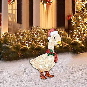Fdrone Light Up Duck with Scarf Ground Outdoor Decoration Patio Yard Garden Plugin Christmas Decoration Solar Ground Lights 1 (A, One Size)