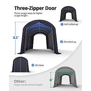 KING BIRD 10' x 20' Heavy Duty Carport Round Style Outdoor Instant Garage Anti-Snow Car Canopy with Reinforced Ground Bars