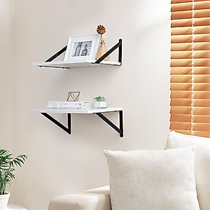 Axeman Deep Floating Shelves for Wall, 12 Inch Deep White Floating Shelves, Wide Wood Wall Shelves Set of 2, 16W x 12D Floating Shelves for Wall Storage Decor - White