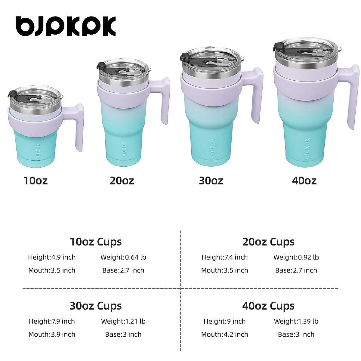 BJPKPK 20 oz Tumbler With Handle And Straw Stainless Steel Insulated Tumbler Cups For Water Or Ice Coffee,Oasis