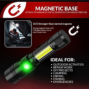 Rechargeable Flashlights UFX1000 [2 Pack] 3-in-1 UV Blacklight Flashlight, COB - 7 Light Modes Waterproof Magnetic High Lumens Clip-On - UV Light for Pet Urine Detection, Camping, Emergencies