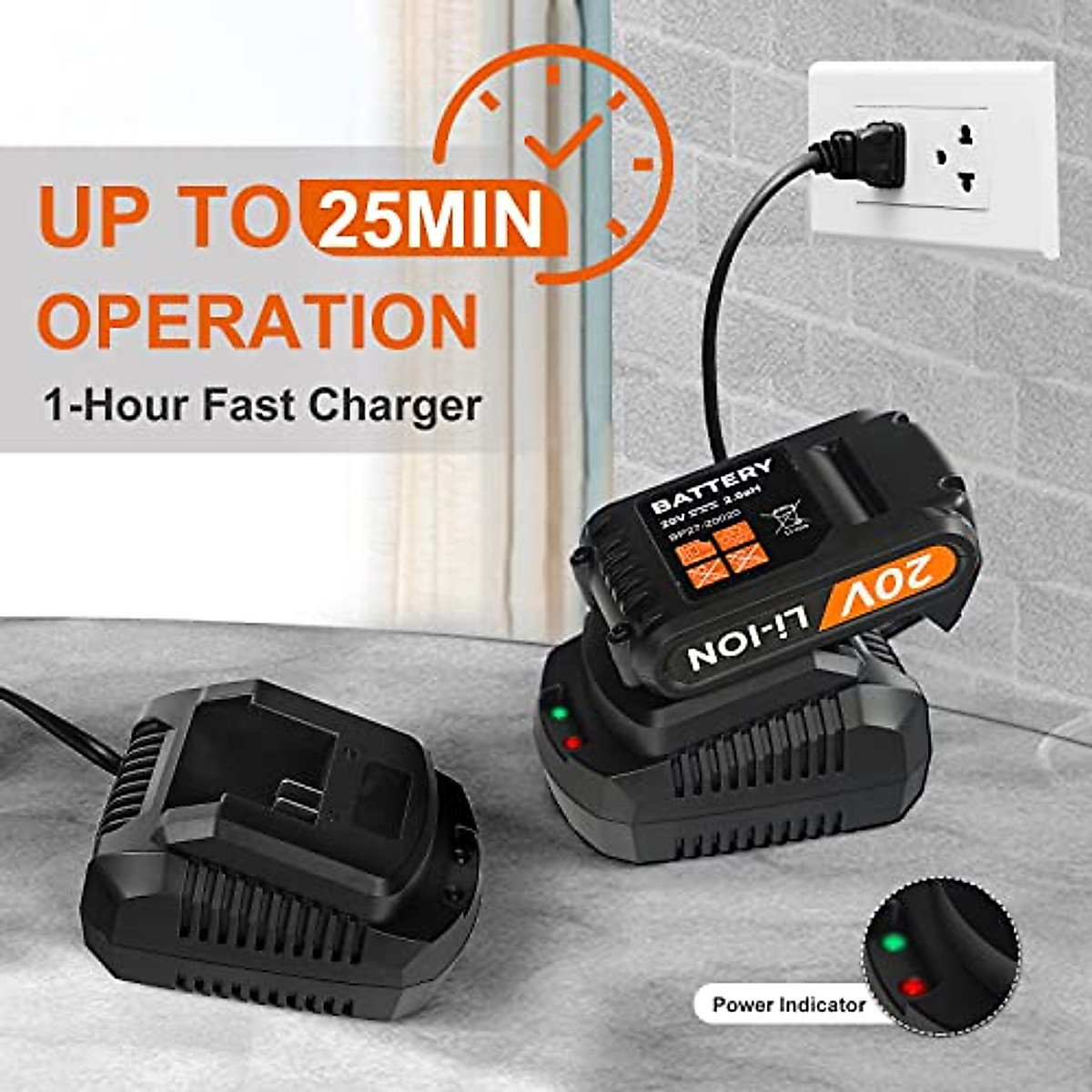 Cordless Leaf Blower,20V Handheld Electric Leaf Blower with 2 x 2.0Ah Battery & Fast Charger, 2 Speed Mode, Lightweight Battery Powered Leaf Blowers for Lawn Care, Patio, Yard, Sidewalk