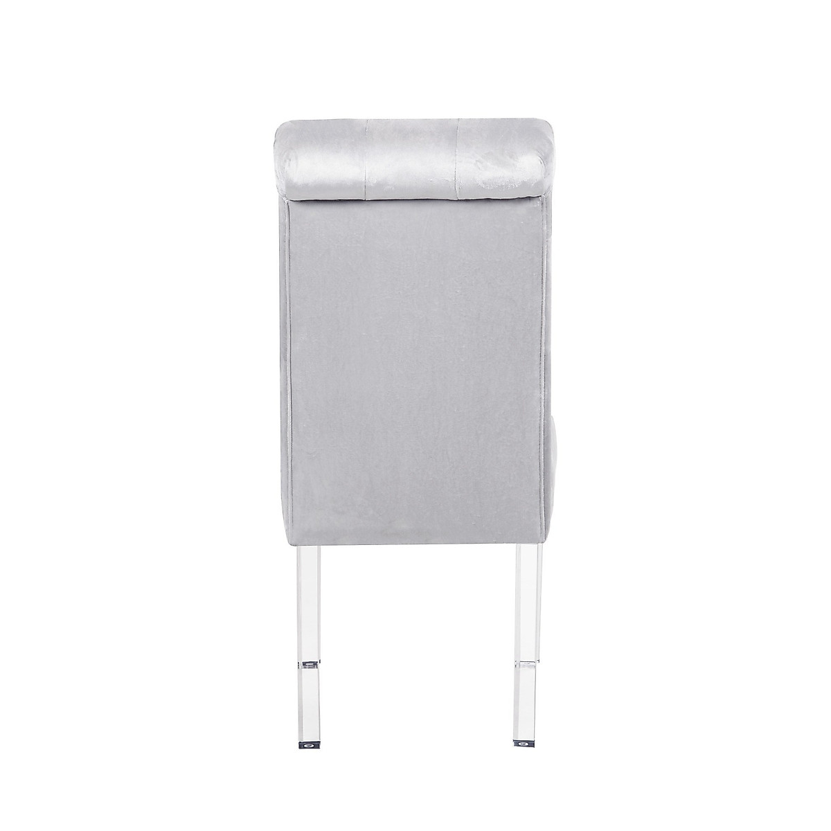 Iconic Home Sharon Dining Side Chair Button Tufted Velvet Upholstered Acrylic Legs (Set of 2) Modern Contemporary, Silver