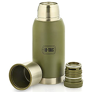 M-Tac Thermo Bottle Type 2 for Cold & Hot Beverages - Stainless Steel Leakproof Vacuum Insulated Flask (Olive, 25 oz)