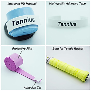 Tannius Tennis Racket Grip Tape, 6 Pack Tacky Tennis Grips, Absorbent and Enhanced Tennis Racquet Overgrip (6-Pack Mixed Colors)