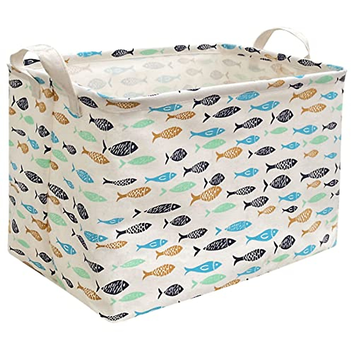 Essme Rectangular Fabric Storage Box,Collapsible Storage Basket Bins Organizer with Handles for Kids Room,Shelf Basket,Toy Organizer(Fish)