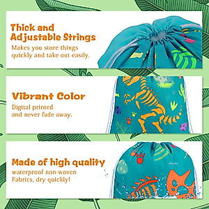 Shappy 20 Pieces Dinosaur Party Favor Bags Drawstring Dinosaur Gift Bag Dinosaur Candy Bags Dino Goodie Bags Dinosaur Treat Bags for Kids Baby Shower Dinosaur Birthday Party Supplies, 5 Styles