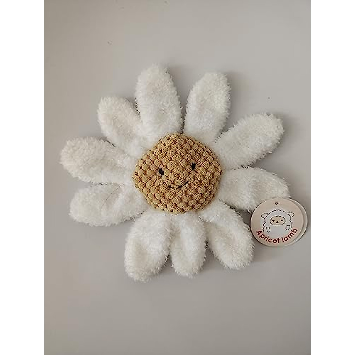 Apricot Lamb Baby Lovey Daisy Soft Rattle Toy, Plush Stuffed Flowers for Newborn Soft Over 0 Months (White Daisy, 8.5 Inches)