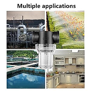 Garden Hose Sediment Filter Attachment Water Filter T Strainer 3/4" with 40Mesh Filter Screen Plastic Inline Hose Filter Twist-On Pipe Strainer for Pressure Washer,RV