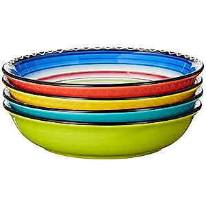 Certified International Tequila Sunrise Soup/Pasta Bowl, 9.25-Inch, Assorted Designs, Set of 4