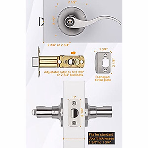 goldenwarm Privacy Lever Door Handle Silver, Nickel Interior Door Handle, Interior Door Levers Satin Nickel, Contemporary Nickel Bedroom Door Handles Bulk(6 Pack)