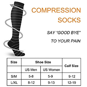 Double Couple 6 Pairs Compression Socks Women Men 20-30 mmHg Knee High Compression Stockings for Athletic Flight Travel Nurses Pregnancy
